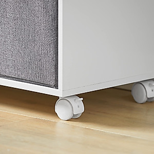 Haotian Kids Toy Storage Organizer Cart, Bookshelf with 3 Baskets & Wheels Children Toddlers Bookcase Playroom Nursery, Grey, KMB61-HG