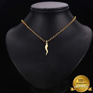TGDJ 14k Yellow Gold Cornicello Italian Horn Charm Pendant - 4 Differnet Size Available (Height 23 MM Width 8 MM)