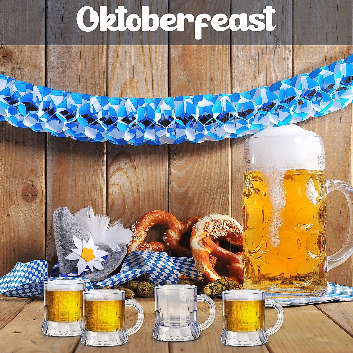 Breroa 30 Pieces Mini Plastic Beer Mugs 1 Ounce Mini Beer Mug Shot Glasses with Handles Clear Reusable Beer Stein Beer Tasting Glasses for Drinking Beer Festival Party Barbecue Wedding