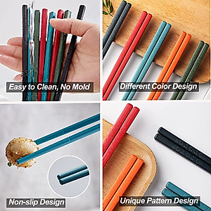5 Pairs Fiberglass Chopsticks, Slivek Reusable Premium Japanese Chinese Korean Chopsticks Dishwasher Safe, Non-slip, Lightweight, 9.5 inches