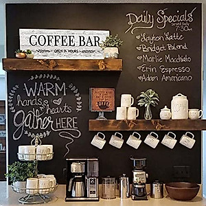 Coffee Bar Signs Docer with Grey Wood Grain, Canvas Coffee Wall Art Rustic Home Decor Coffee Bar Accessories Set for Home Bar Kitchen Living Room Pub Store Room Wall Decor 6"x 18"