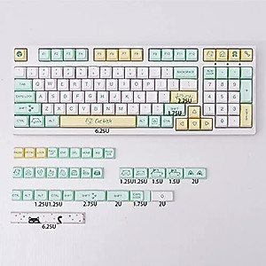 PBT Cat White Cyan Keycaps Set XDA Profile 130 Keys Custom Dye-Sub Cute Keyboard Keycaps for 60% 65% 70% 100% Cherry Gateron MX Switches Mechanical Keyboards