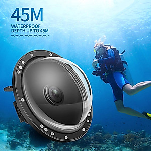 D&F Dome Port for DJI OSMO Action Camera 1, Dual Handheld Dome Lens Built-in 45m/147ft Waterproof Housing Case Equip with High Clear Dome Lens/Trigger Buttun/Water-Line