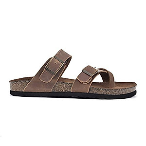WHITE MOUNTAIN Shoes Gracie Women's Flat Sandal, Brown/Leather, 9 M