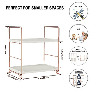 Desktop Cosmetics Storage Rack Rose Gold 2/3 Layers Bathroom Makeup Organizer Assembled Kitchen Seasoning Iron Storage Shelves (2-LAYERS)
