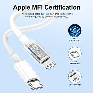 iPhone Charger Fast Charging 10ft 3-Pack USB C Wall Charger Adapter with Extra Long Type C to Lightning Cable for iPhone14/13/12/Pro/Pro Max/XS/X/SE