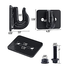 SPARKWHIZ 3/8" Tractor Bucket Hooks, Bolt On Grab Hook Grade 70 Forged Steel, Tow Hook Mount with Backer Plate for John-Deere Loader kubota Tractor Bucket (Black)