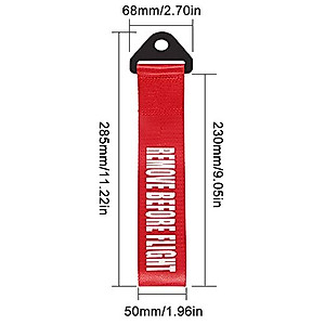 DORHEA Racing Tow Strap Red High Strength Tow Strap Universal Cars Set Belt Nylon Strap Traction Rope Trailer Hook Compatible with Front or Rear Bumper Towing Hooks Decorative Trailer Belt (Red)