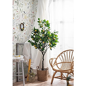 Dimoon 78.7"x16.1" Floral Peel and Stick Wallpaper Beige Contact Paper Thicken Wallpaper Delicate Flower Waterproof Green Leaf White Self Adhesive Removable Wall Paper Shelf Liner Decal Vinyl Roll