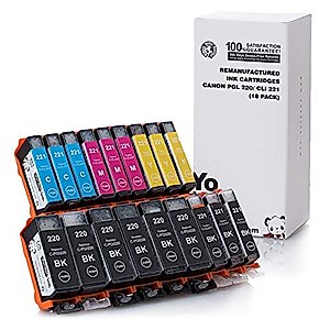 YoYoink Compatible Ink Cartridge Replacement for Canon PGI-220 220 / CLI-221 221 High Yield (6 Black, 3 Photo Black, 3 Cyan, 3 Magenta, 3 Yellow, 18-Pack)