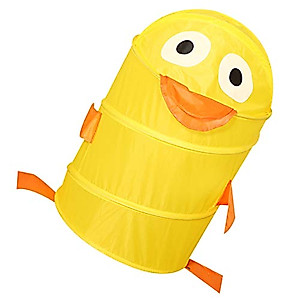 Cabilock Folding Laundry Bucket Cartoon Duck Kids Toy Container Laundry Hamper Bucket Sundries Storage Organizer Washing Basket for Home Bedrooms (Yellow)