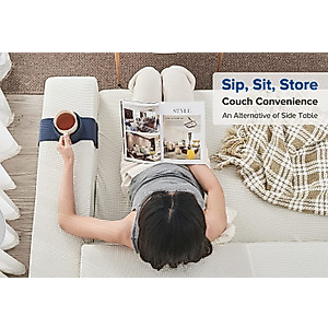 Couch Cup Holder, Elimiko Silicone Sofa Drink Holder with Upgrade Large Cup Holder, for Oversized Mug/Cup/Tumbler/Drink/Coffee/Bottle/Cans, Gifts for Mom, Dad, Husband, Grandma, Grandpa (Navy Blue)