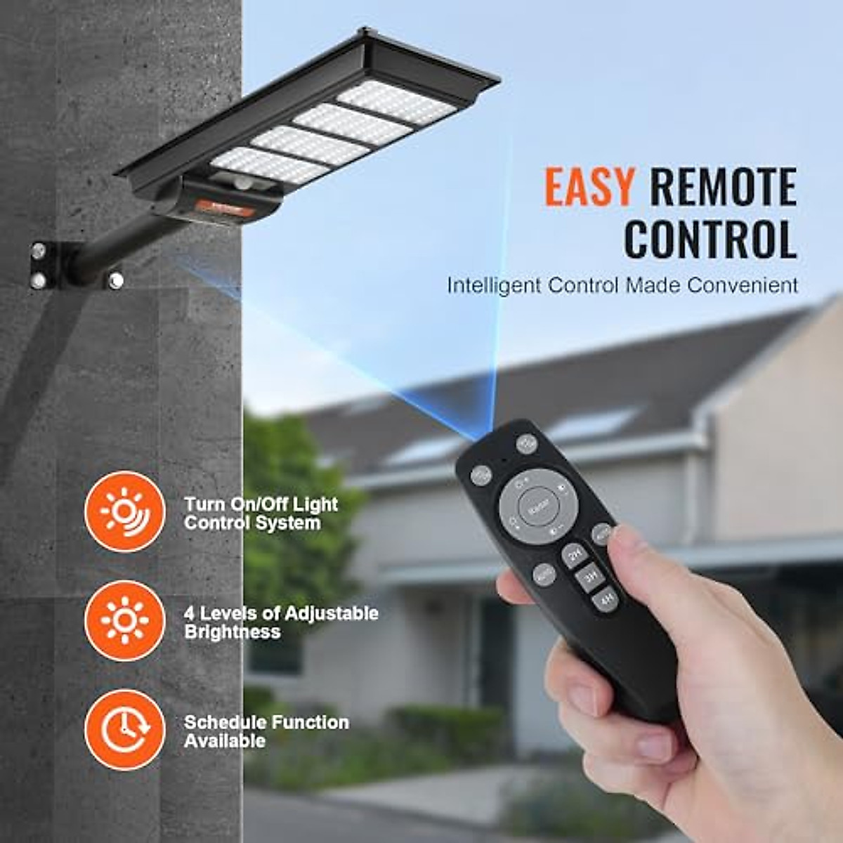 VEVOR 400W Solar Street Light, LED Solar Flood Lights Outdoor 40000lm with Infrared Remote Control, IP66 Waterproof Security Solar Motion Sensor Lamp for Garden Yard Home Path Garage Parking Lot