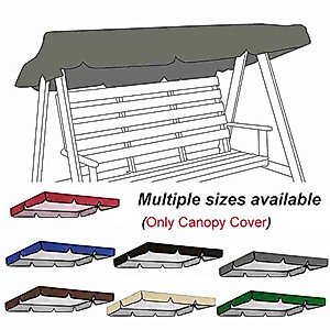 QYCSL Patio Swing Canopy Cover 2 Or 3 Seater Sizes Waterproof Outdoor Swing Seat Chair Awning Sun Shade Roof Windproof Anti-Uv Garden Hammock Replacement Canopy Set,Brown,195x125x15cm/77x49x6''