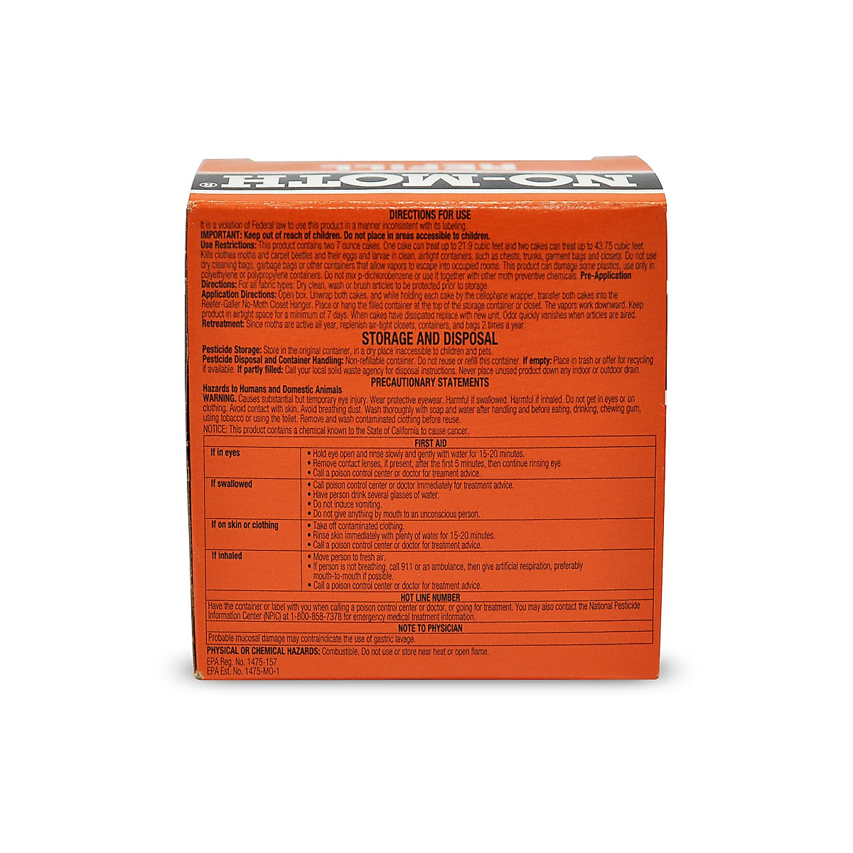 Reefer-Galler NO-Moth Closet Hanger Refills - Moth Cakes for Hanger Storage, Non-Odorous Moth Cakes for Closet, Kills Clothes Moths, Carpet Beetles, Eggs & Larvae (2 Moth Cakes, Pack of 3)