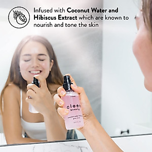 Cleen Beauty Coconut Water Hibiscus Glow Mist | Coconut Water Face Mist with Hibiscus Extract | Coconut Water Facial Mist Spray | Facial Spray Mist - Paraben Free | Coconut Water Spray (4.4 Fl Oz)