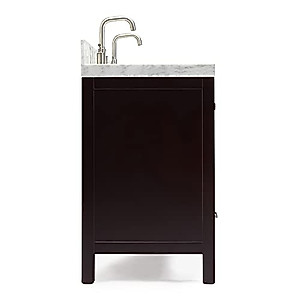 ARIEL Double Bathroom Vanity 60" Espresso, 2" Edge Italian Carrara Marble Countertop & Splash, Rectangular Sinks, 4 Soft Closing Doors, 6 Full Extension Dovetail Drawers, Brushed Nickel