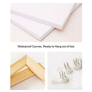 Biuteawal - Modern Canvas Flower Wall Art Abstract Gold Floral Blue Background Paintings on Canvas Still Life Artwork for Home Kitchen Living Room Bedroom Decorations Wall Decor