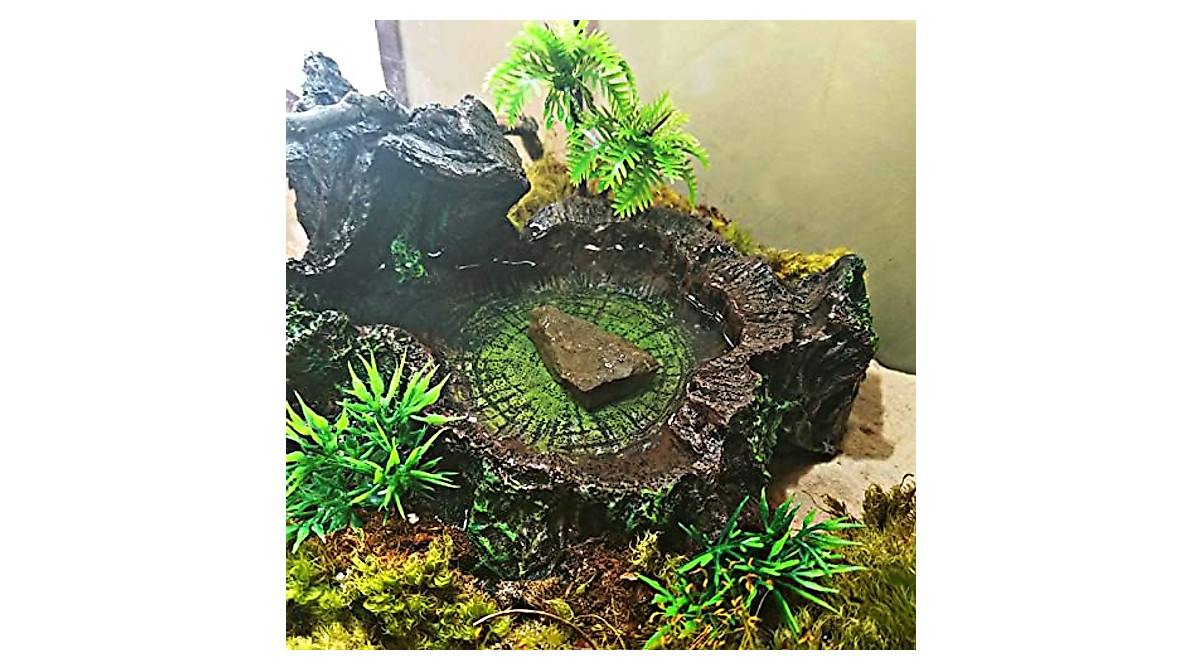 DOHAOOE Reptile Tank Accessories Habitat Water Dish Tree Trunk and ...