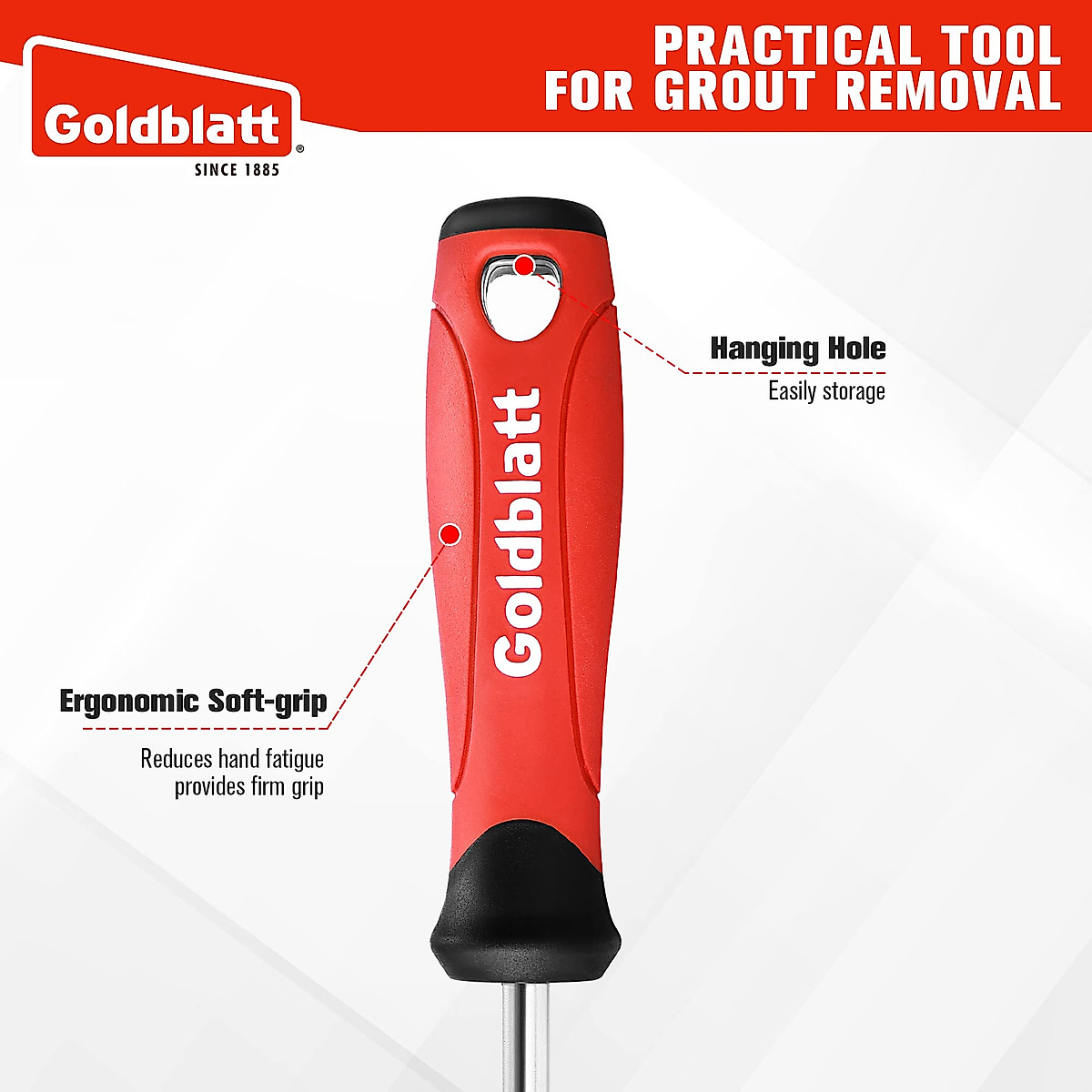 Goldblatt Grout Removal Tool with Replacement Carbide Tip - Professional Grout Cleaner, Caulking Remover, Scraper with Soft-Grip Handle, for Cleaning Floor Ceramic Tile Gaps, Tile Joints or Corners