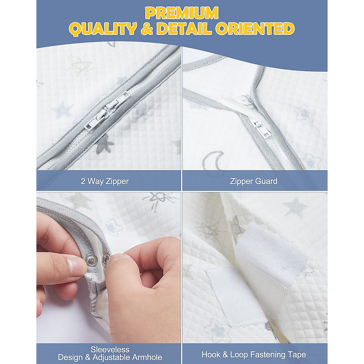 Lictin Baby Sleep Sack 1.0 TOG - Toddler Sleeping Sack 18-36 Months, Baby Wearable Blanket, Unisex Sleeveless Summer Baby Sleeping Bag with Adjustable Length and 2-Way Zipper