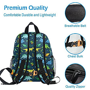 Emelivor Custom Dinosaur Colorful Preschool Backpack for Toddler Boy Girl School Bag for Children Personalized Lightweight Toddler Bookbag with Chest Strap