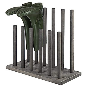 MyGift Vintage Gray Solid Wood Free Standing Boot Rack Organizer Boots Storage for Cowboy Boots, Tall Knee-High, Hiking, Riding, Rain or Work Boots, Holds up to 6 Pairs
