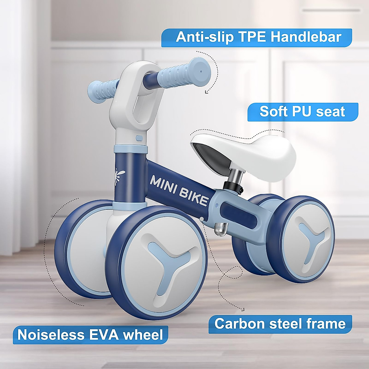 Ancaixin Baby Balance Bike Toddler Bicycles 1-4 Years Gifts for 18 Month Old Boy Girl Riding Toy for Balance, Cycling and Running Training with Adjustable Seat(Blue_New)