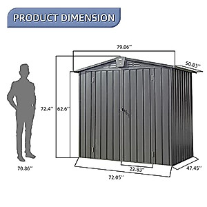 Domi Outdoor Living 6.5'x 4.2' Outdoor Storage Sheds,Steel Tool Shed Storage House with Lockable Door,Outdoor Galvanized Steel Sheds for Deck, Backyard, Garden, Patio and Lawn Dark Gray