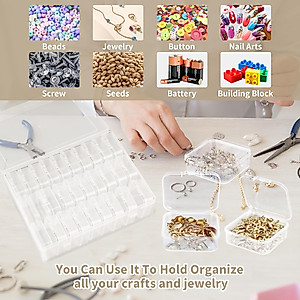 Bead Organizer Box, 30Pcs Small Clear Plastic Bead Storage Containers, 1 Craft Storage Box with Hinged Lid, 120 Labels, Mini Box for Jewelry Making DIY Bracelets Beading Nails Screws Seeds Small Parts