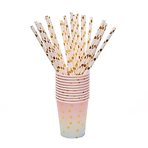 200PCS Rainbow Pastel Party Supplies Set-Disposable Paper Dinnerware Serves 25, Pastel Paper Plates Napkins Cups&Gold Plastic Silverware Sets for Wedding Birthday Baby Shower Holiday Parties(Colorful)