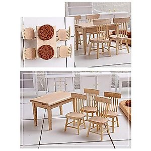 Z MAYABBO Wooden Dollhouse Furniture of Table & Chair, Miniature Dollhouse Accessories of Dining Room Accessory - 1/12 Scale