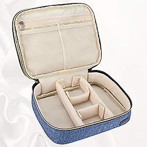 Teamoy Travel Makeup Brush Organizer, Cosmetic Brushes Bag Case with Compartment for Brushes and Beauty Essentials, Blue