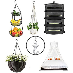 Swag Ceiling Hooks Wall Hook Heavy Duty Swag Hook Driller Hook Indoor Outdoor for Hanging Plants Chandelier etc. (2, White)