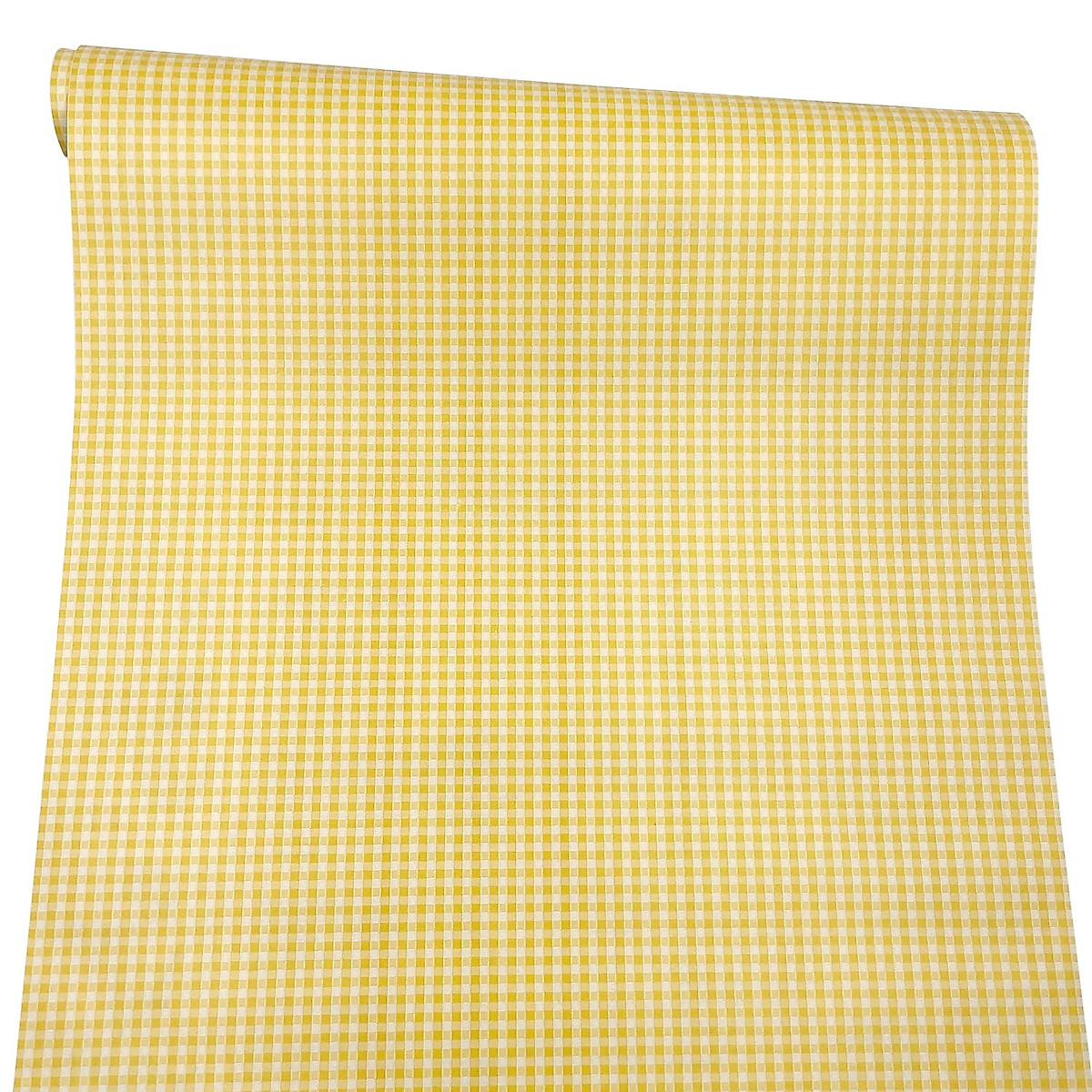 Yifely Yellow & White Checkered Plaid Furniture Paper Self-Adhesive Shelf Liner Base Cabinet Decor 17.7 Inch by 9.8 Feet