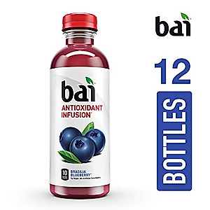 Bai Flavored Water, Brasilia Blueberry, Antioxidant Infused Drinks, 18 Fluid Ounce Bottles, 12 Count