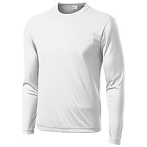 Opna Men's Long Sleeve Moisture Wicking Athletic Shirts White-L