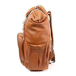 Dream Embroidery Large Black Leather Diaper Bag Knapsack Genuine Leather Diaper bag Backpack WATERPROOF diaper bag UNISEX (Brown)