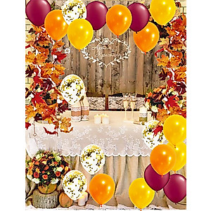 Fall Balloons/Fall Birthday Party Decorations Fall Bridal Shower Decorations/Maroon Orange Thanksgiving Decorations/Fall Weddings/20pcs Balloons Burgundy Orange Yellow Gold