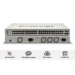 FORTINET INC. Fortinet FS 448E FPOE Ethernet Switch 48 Ports 3 Layer Supported Modular Twisted Pair, Optical Fiber Rack mountable