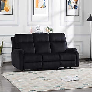 LCH 3-Seater Sectional, Leather Loveseat Lounge Chair, Set Reclining Couch Sofa for Living Room (Black)