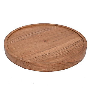EDHAS Round Acacia Wood Cake Stand,Cake Display Server Tray for Kitchen,Birthday Parties,Weddings,Baking Gifts (12" x 12" x 1.75")