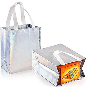 TOPZEA 40 Pack 10 x 8 Inch Glossy Reusable Grocery Bags, Non-woven Tote Shopping Bag with Handle, Bridesmaid Bags Stylish Foldable Gift Bag Goodie Bag for Small Business, Wedding, Party, Birthday