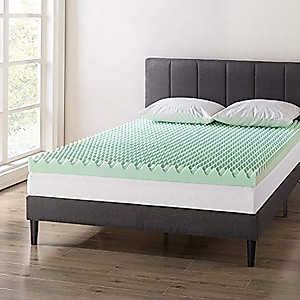 Best Price Mattress 4 Inch Egg Crate Memory Foam Mattress Topper with Calming Aloe Infusion, CertiPUR-US Certified, Full, Green