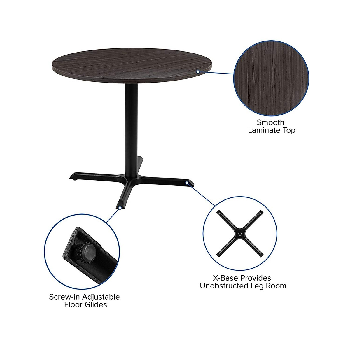 Flash Furniture Chapman 36" Round Multi-Purpose Conference Table in Rustic Gray