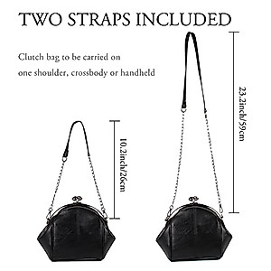 Oweisong Vintage Kiss Lock Top Handle Handbags for Women Retro Leather Shell Satchel Purse Tote Crossbody Shoulder Bags
