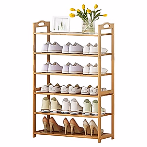 Bamboo Shoe Rack 5-Tier Shoe Storage Organizer Entryway Shoe Shelf (Brown)