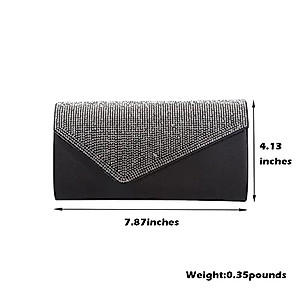QELEG Women Rhinestone Satin Frosted Evening Wedding Clutch Bag Handbag