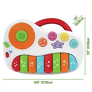 Musical Piano Toy for 1-3 Years Old Toddlers with Keyboard Note, DJ Mixer and Light-Up Buttons - Educational and Fun for Both Boys and Girl