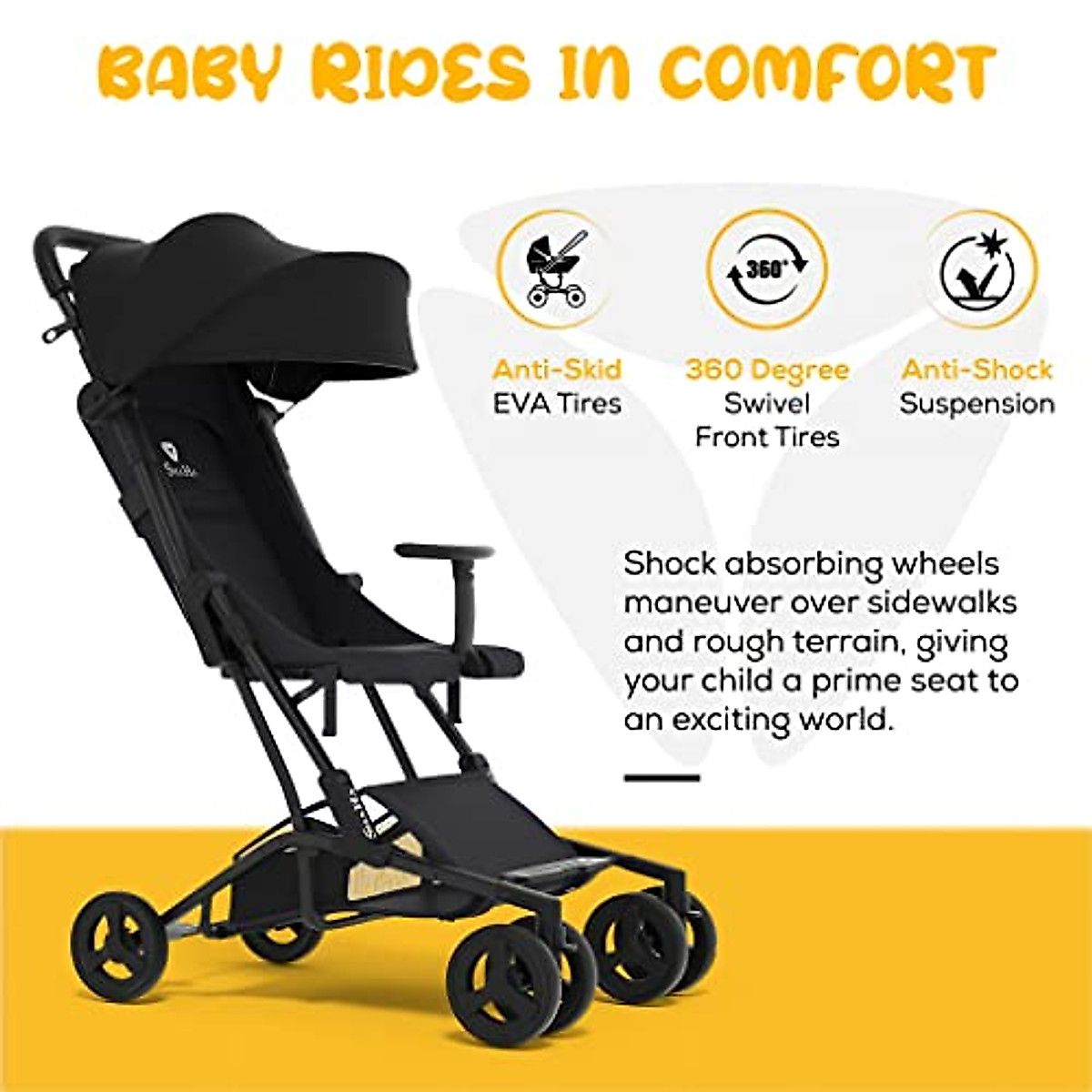 ShaHa Lightweight Stroller – Baby Travel Stroller for Toddlers – Foldable Compact Stroller for Travel, Airplane Stroller has Swivel Front Wheels, 1-Step Brake, Sun Canopy and Reclining Backrest